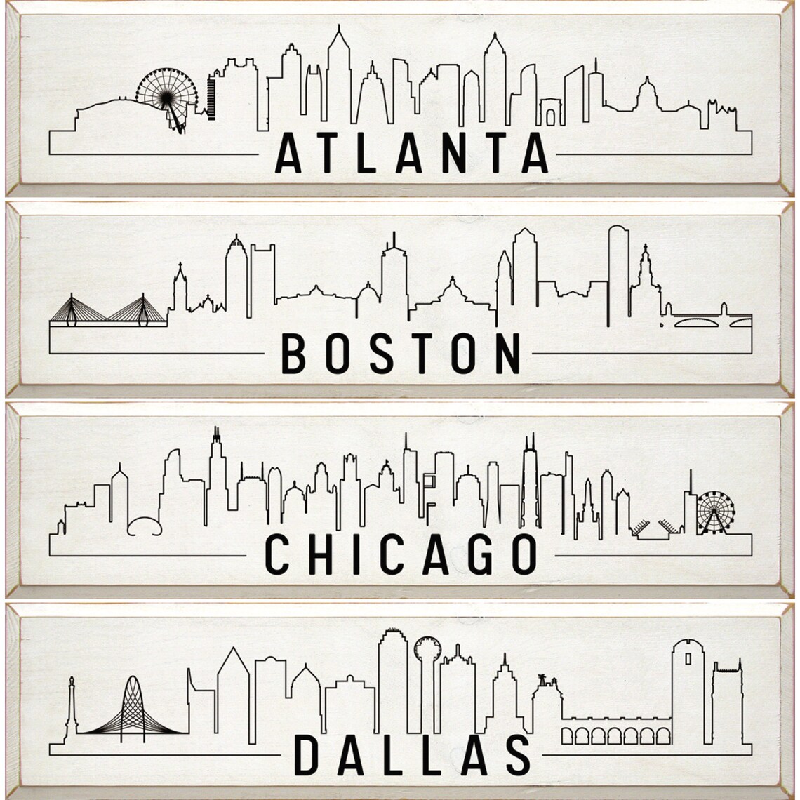 9 X 36 City Skyline Wood Sign - Etsy