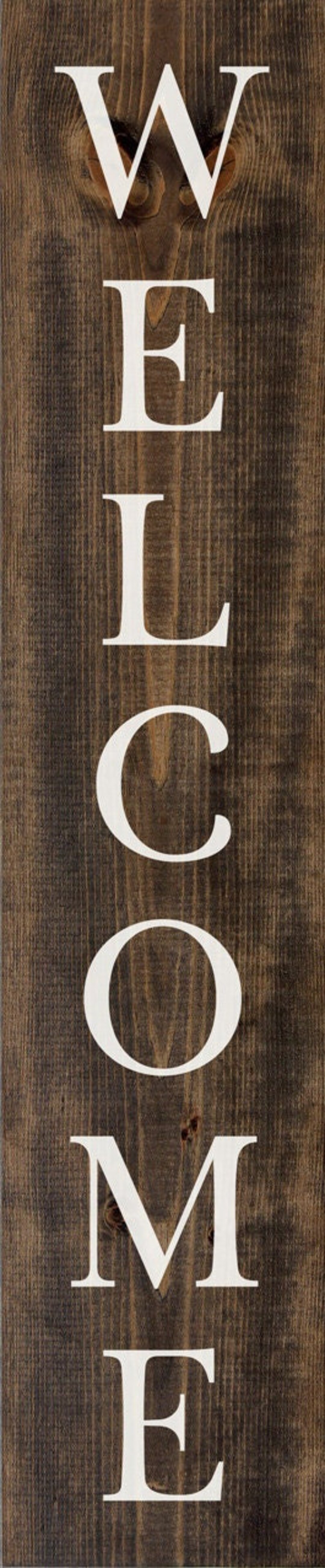 10 X 46" Welcome Vertical Solid Knotty Pine Porch Sign - Etsy