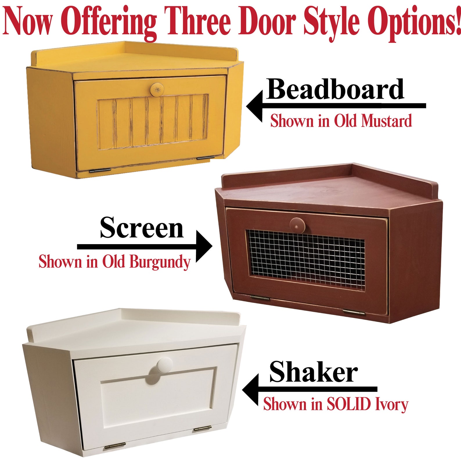 Corner Solid Wood Bread Box, Wood Breadbox, Corner Breadbox, Country ...