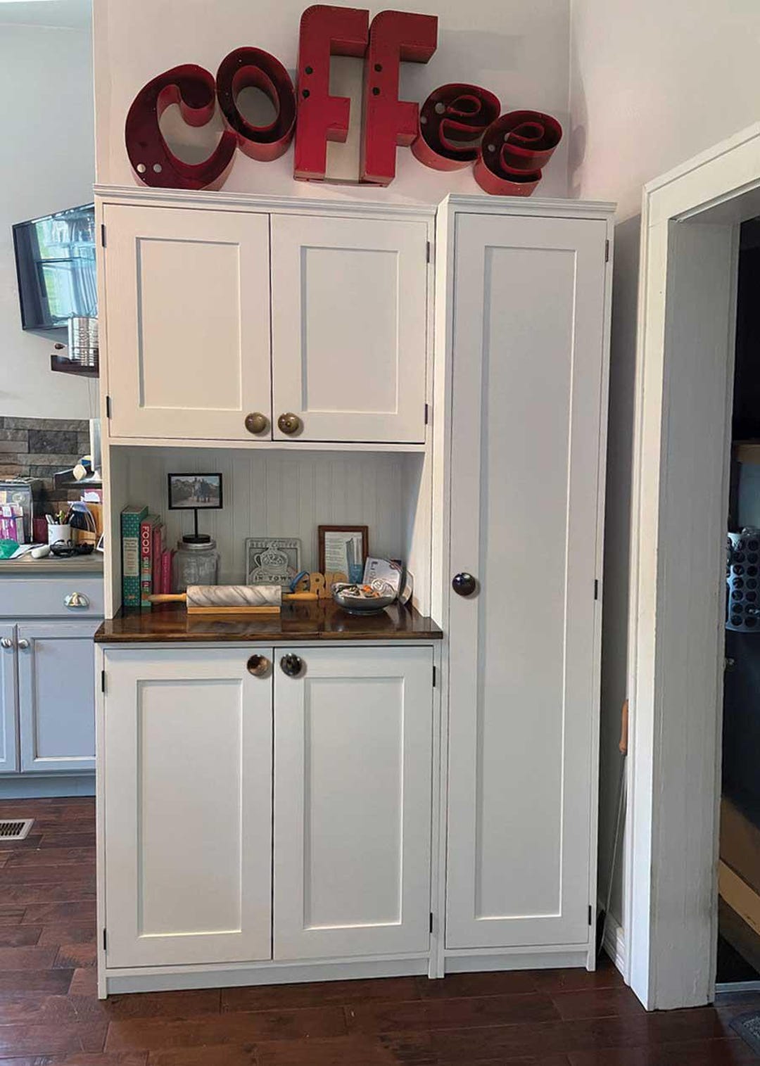 Kitchen Hutch With Broom Closet, Free Standing Kitchen Hutch, Pantry ...