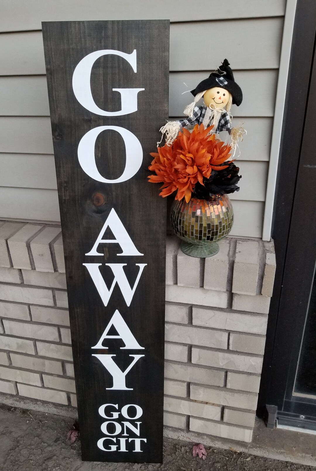 10 X 46" Go Away Go on Git Vertical Solid Knotty Pine Porch Sign - Etsy