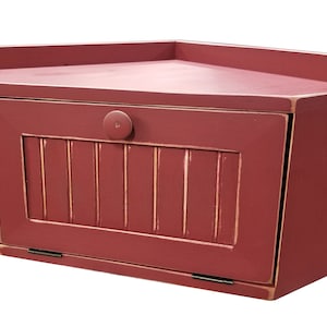 Corner Solid Wood Bread Box, Wood Breadbox, Corner Breadbox, Country ...