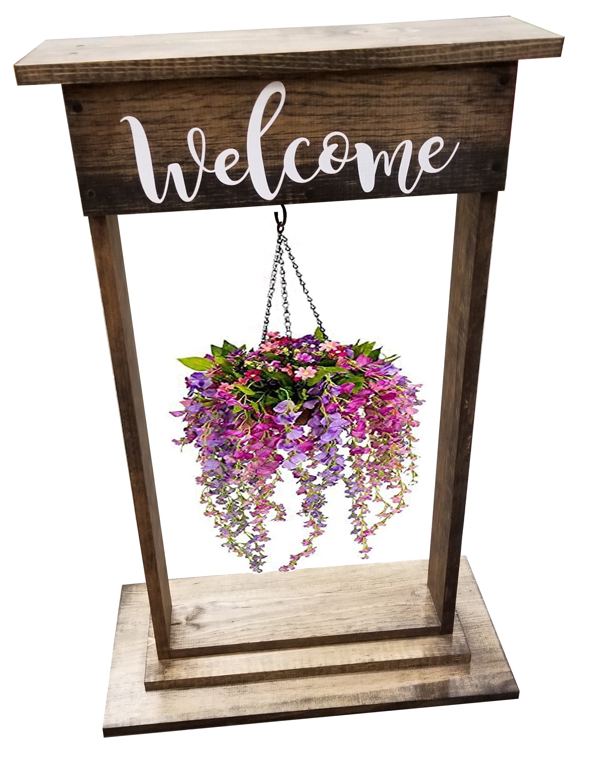 Self Standing Welcome Plant Stand 36" Tall, Hanging Flower Stand ...