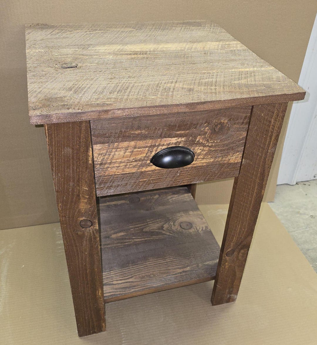 Rough Sawn Solid Knotty Pine End Table, Northwoods, Cabin, Cottage, Lake House , Side Table With ...