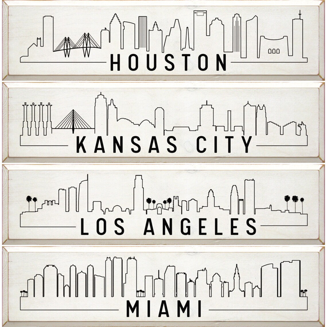 9 X 36 City Skyline Wood Sign - Etsy