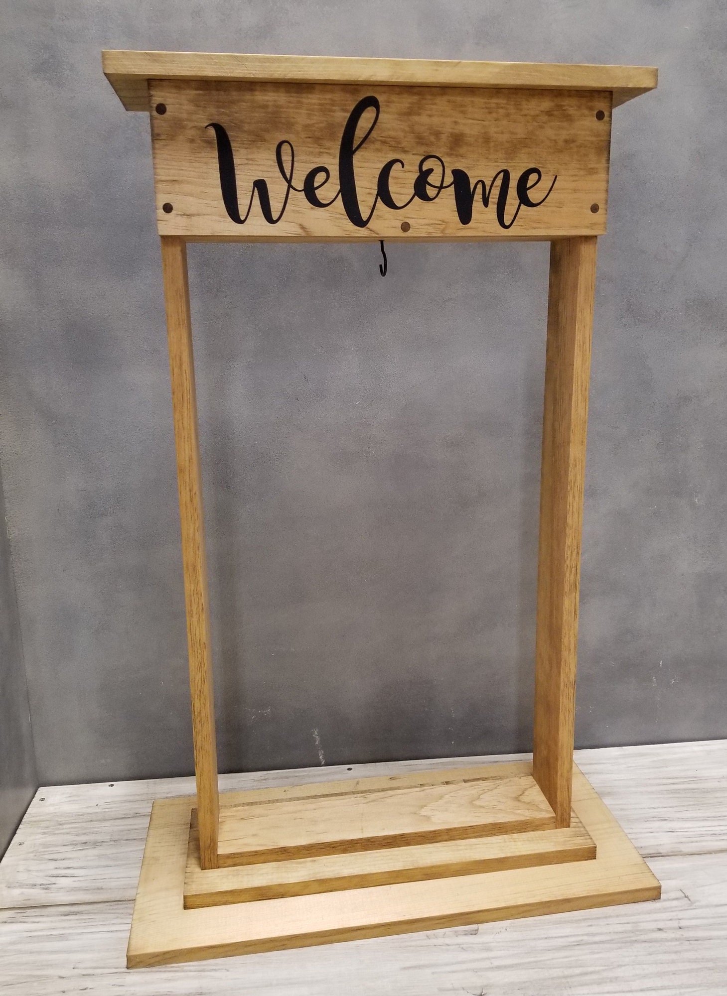 Self Standing Welcome Plant Stand 36" Tall, Hanging Flower Stand ...