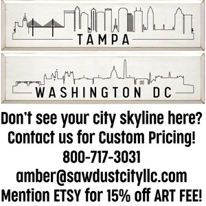 9 X 36" City Skyline Wood Sign - Etsy