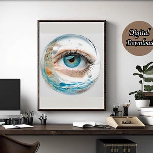 Sky Eye Art Print, Human Eye Wall Art, Printable Looking Eye, Mid ...