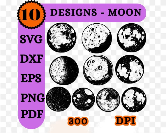 Moon SVG, Full Moon SVG, Digital Download, Drawn Moon Cricut ...