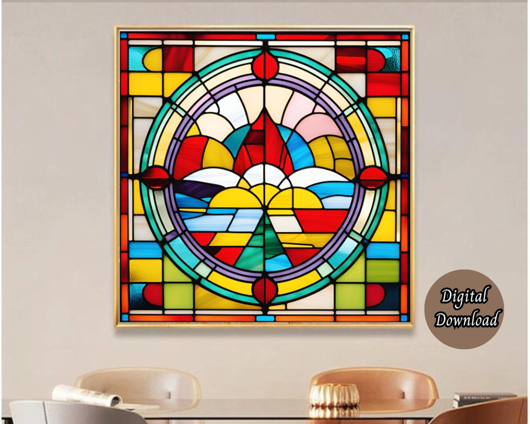Stained Glass Seamless Patterns, Stained Glass Digital Paper, High ...