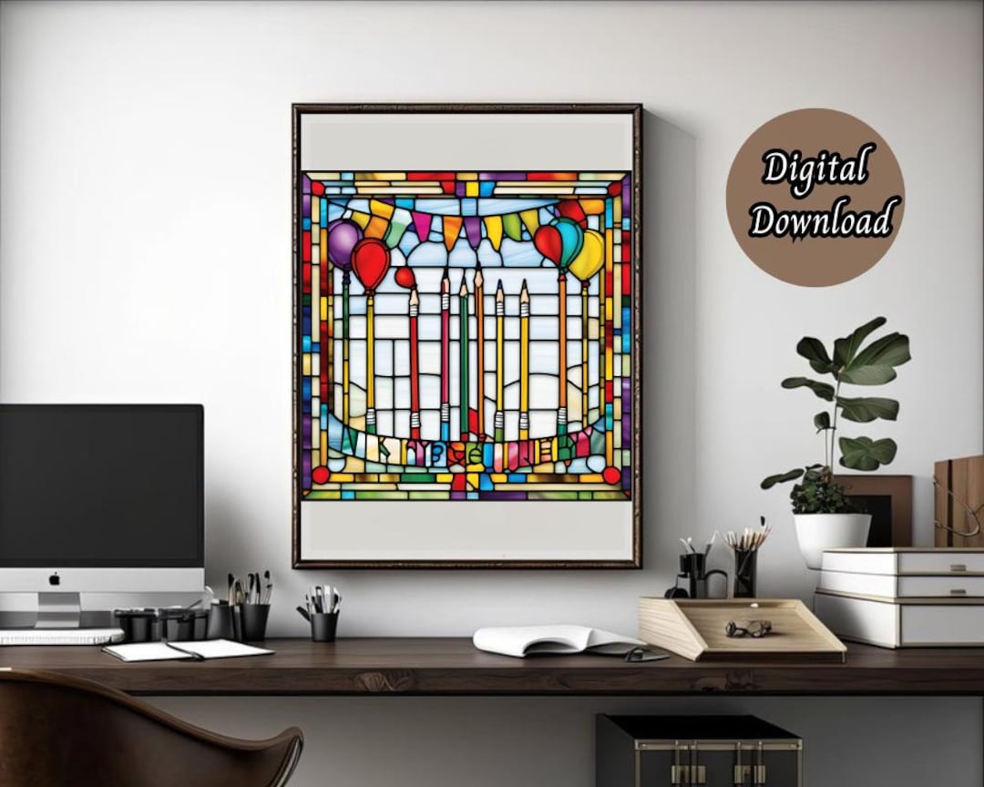 Stained Glass Back to School Printable, Classroom Decor (digital ...