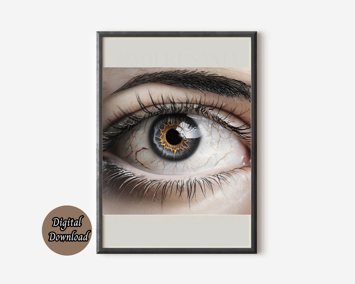 Golden Eye Art Print, Human Eye Wall Art, Printable Looking Eye, Mid ...