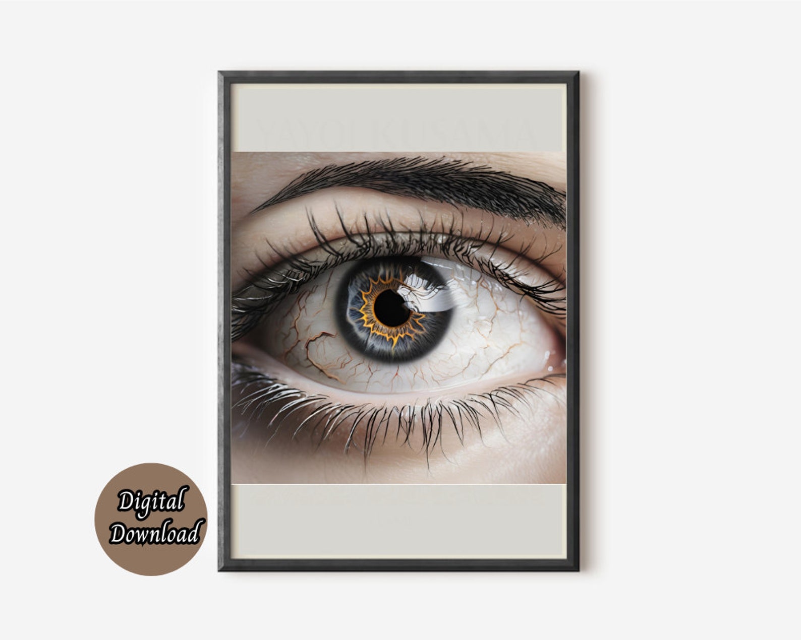 Golden Eye Art Print, Human Eye Wall Art, Printable Looking Eye, Mid ...