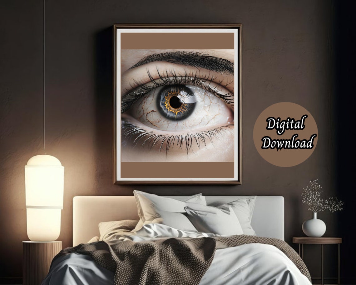 Golden Eye Art Print, Human Eye Wall Art, Printable Looking Eye, Mid ...