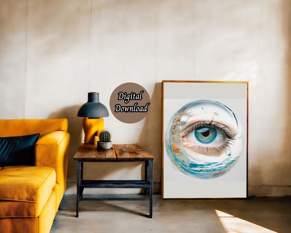 Sky Eye Art Print, Human Eye Wall Art, Printable Looking Eye, Mid ...