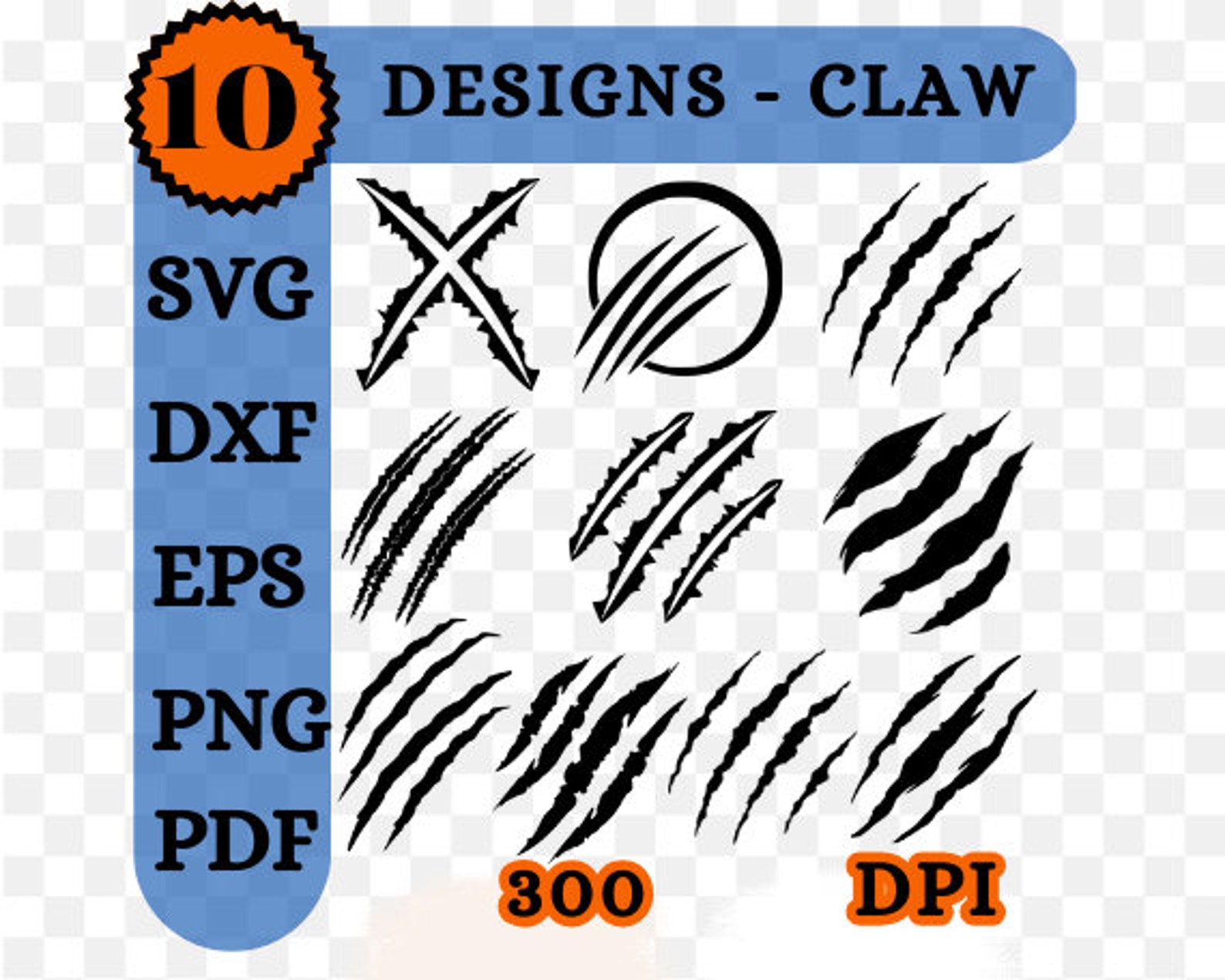 Ten Bundle | Claw Design SVG, Claw PNG Bundle, Claw Clipart, Dino Marks ...