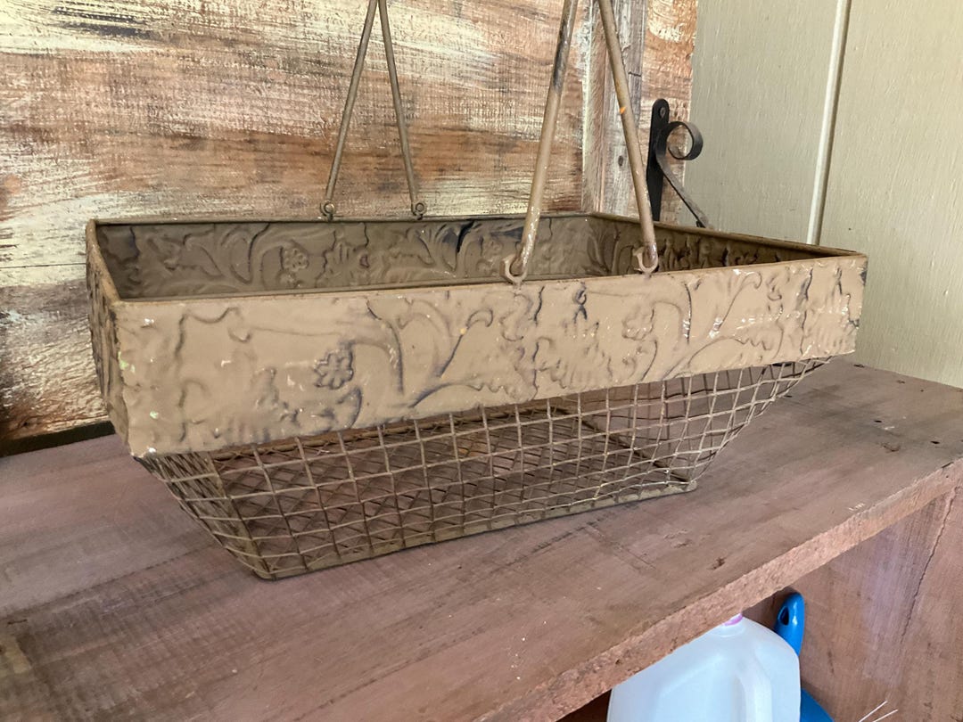 Vintage Metal Basket With Fixed Metal Handles - Etsy