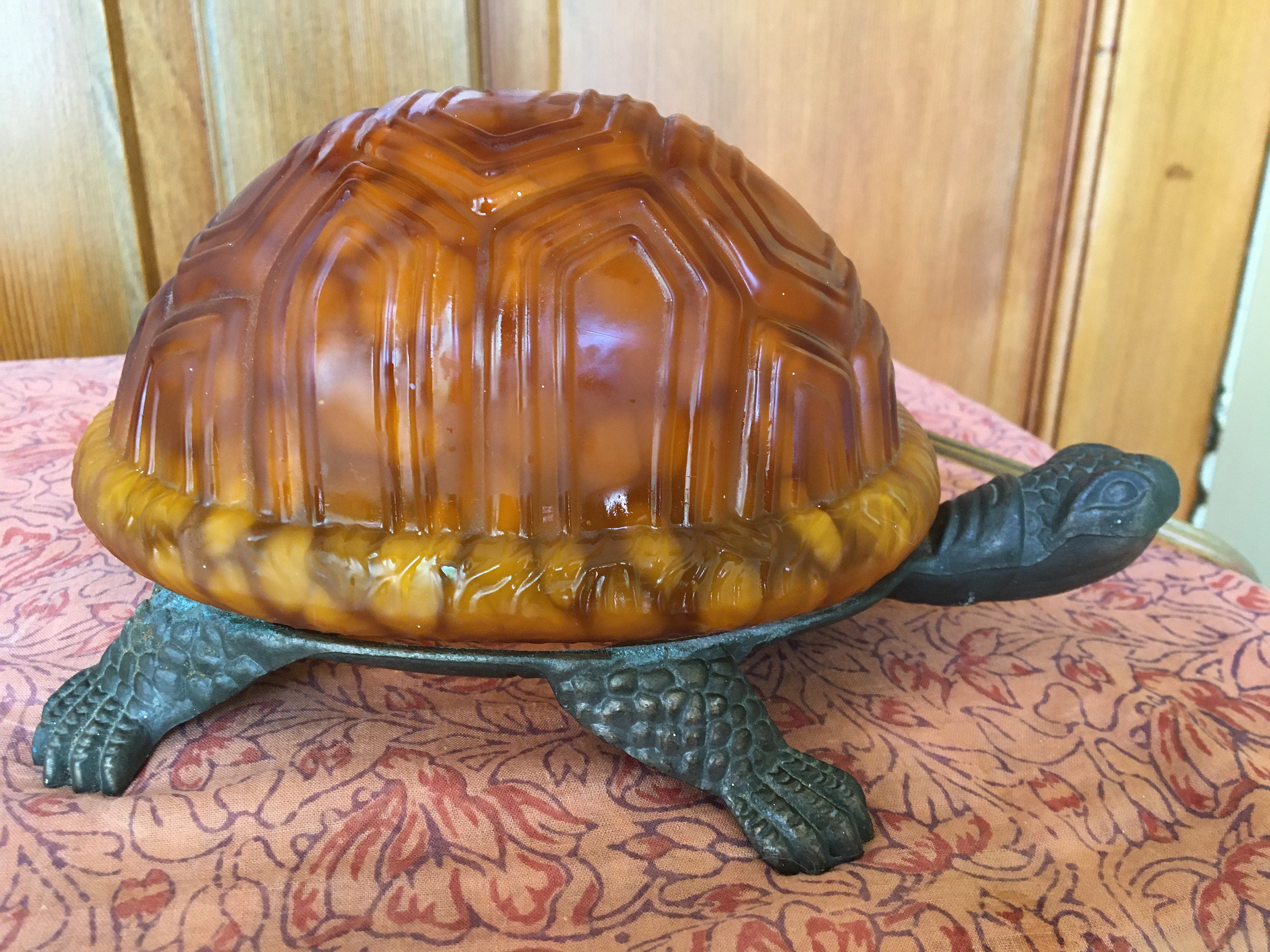 Vintage Amber Glass Turtle Accent Light - Etsy
