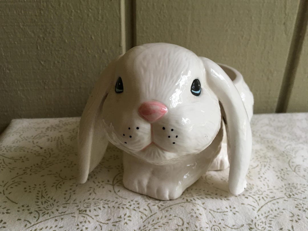 Vintage White Rabbit Planter - Etsy