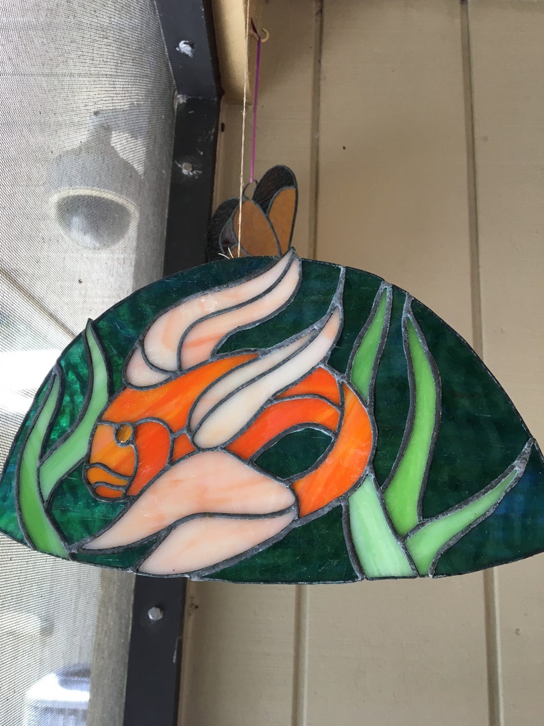 Vintage Stained Glass Fish Suncatcher - Etsy