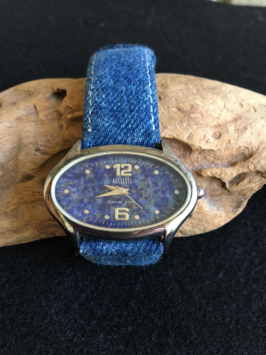 Demin and Sterling Silver Ecclissi Wrist Watch - Etsy