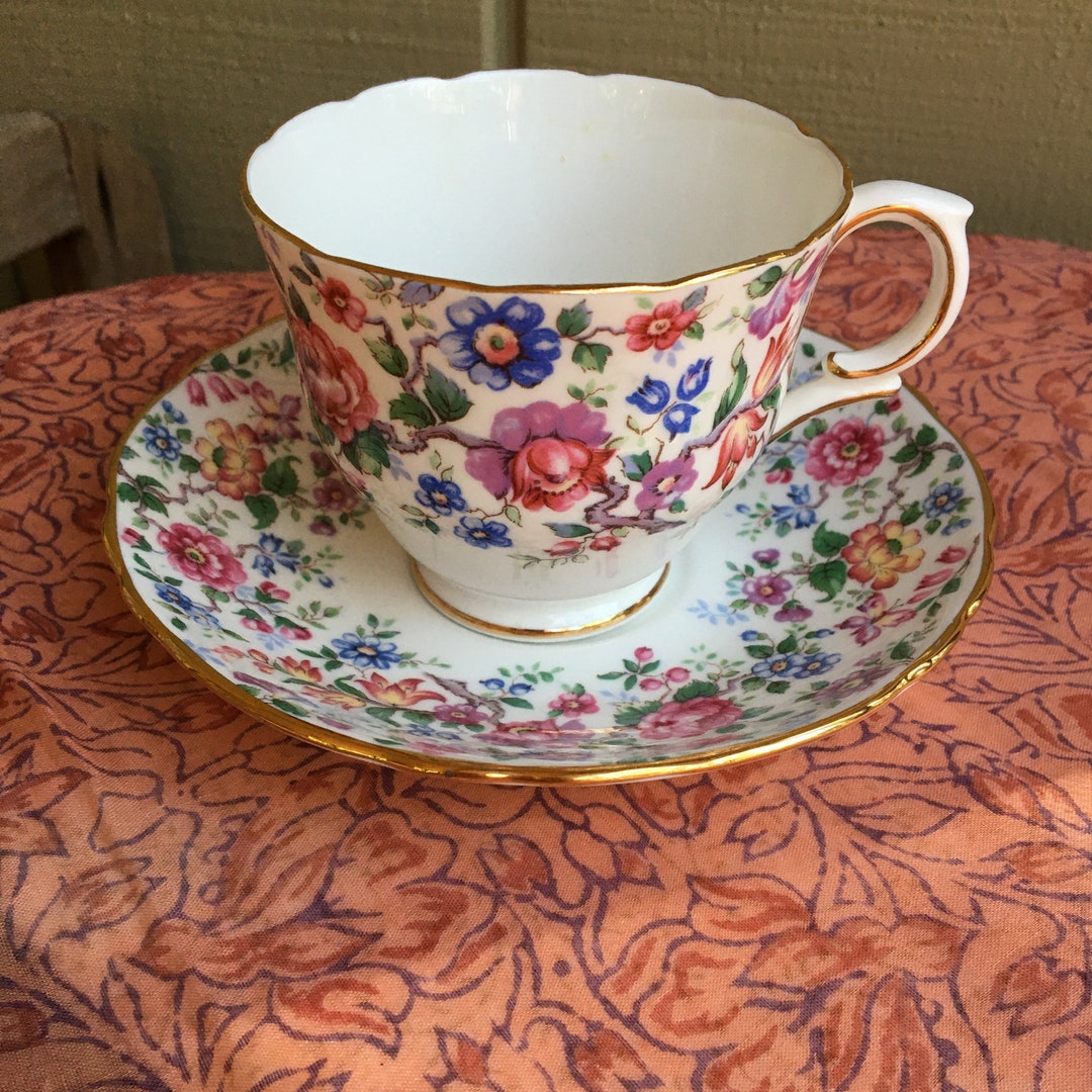 Vintage Royal Victoria Floral Footed Teacup and Saucer. - Etsy