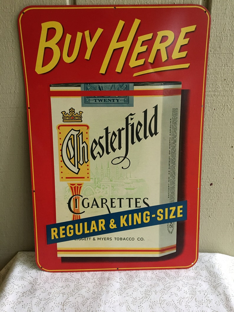 Vintage 1940s Metal Chesterfield Sign - Etsy