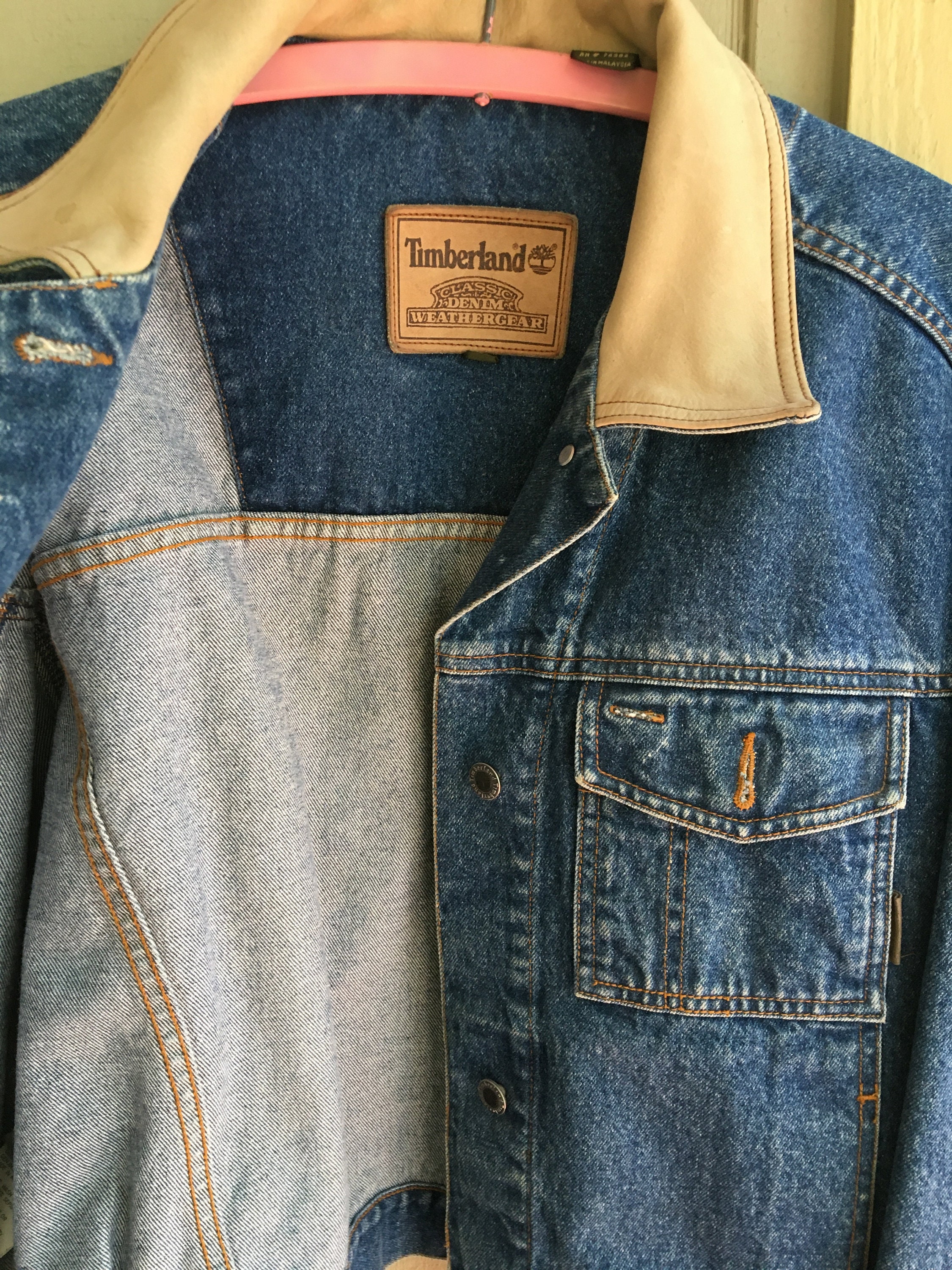 Vintage Timberland Classic Denim Jacket - Size L - Etsy