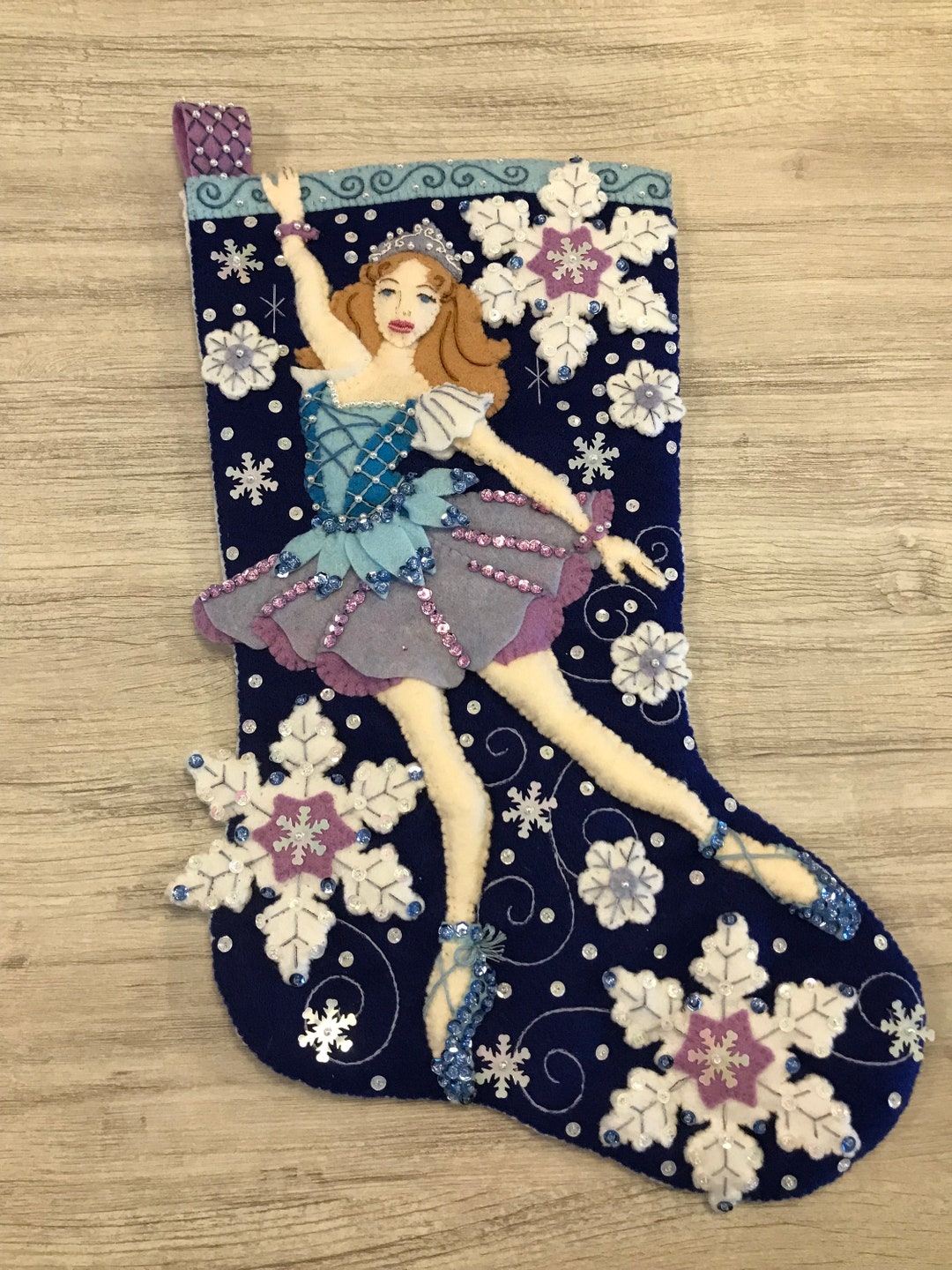 Handmade Bucilla Snowflake Ballerina Felt Christmas Stocking - Etsy