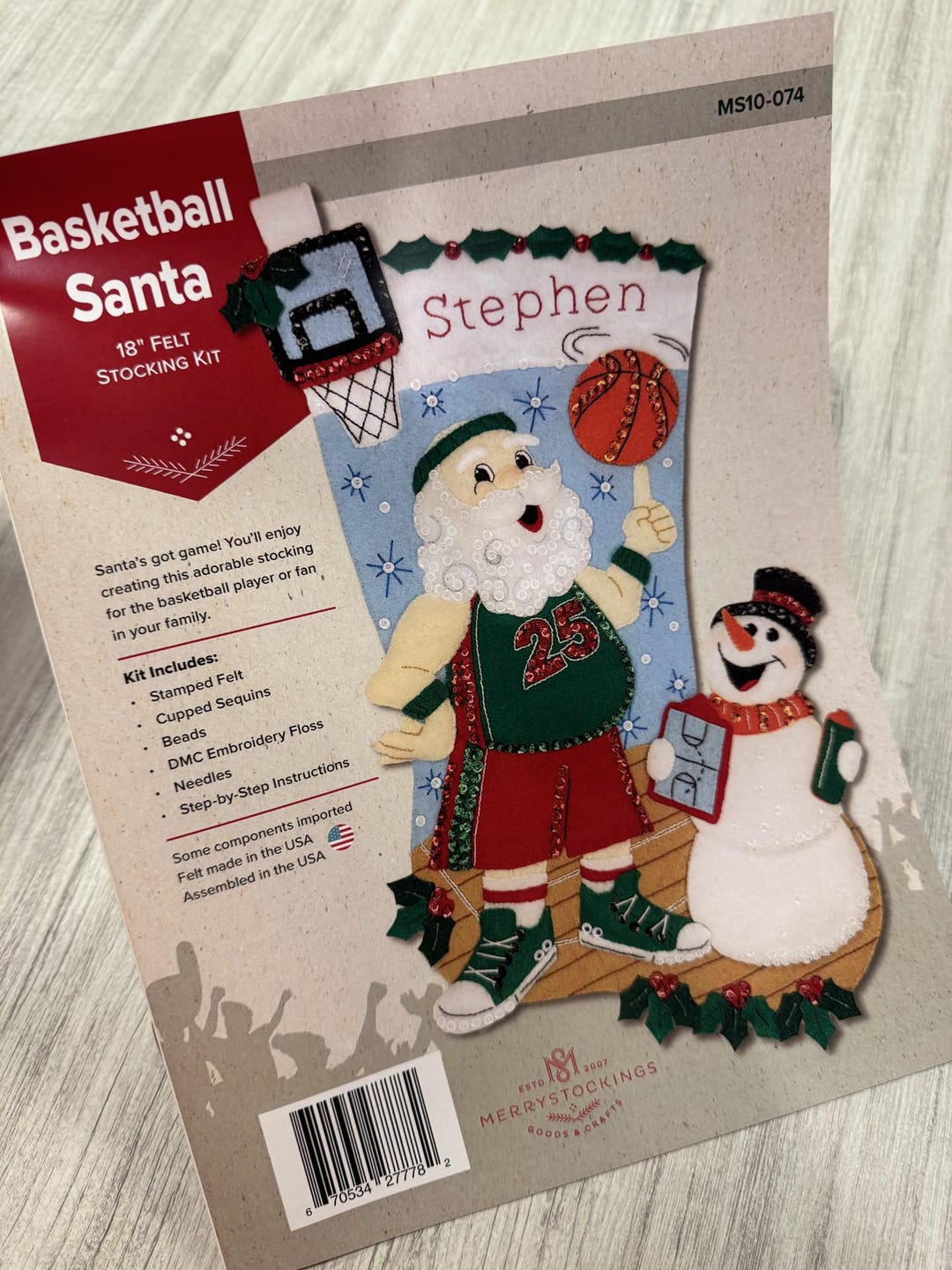 Made to Order Merry Stockings Basketball Santa Felt Christmas Stocking ...