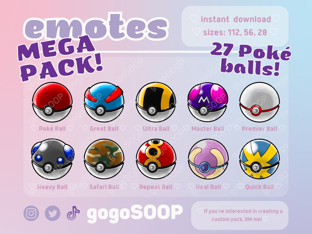 Mega Pack Pokemon Emotes Pokemon Twitch Emotes Pokeball - Etsy Hong Kong