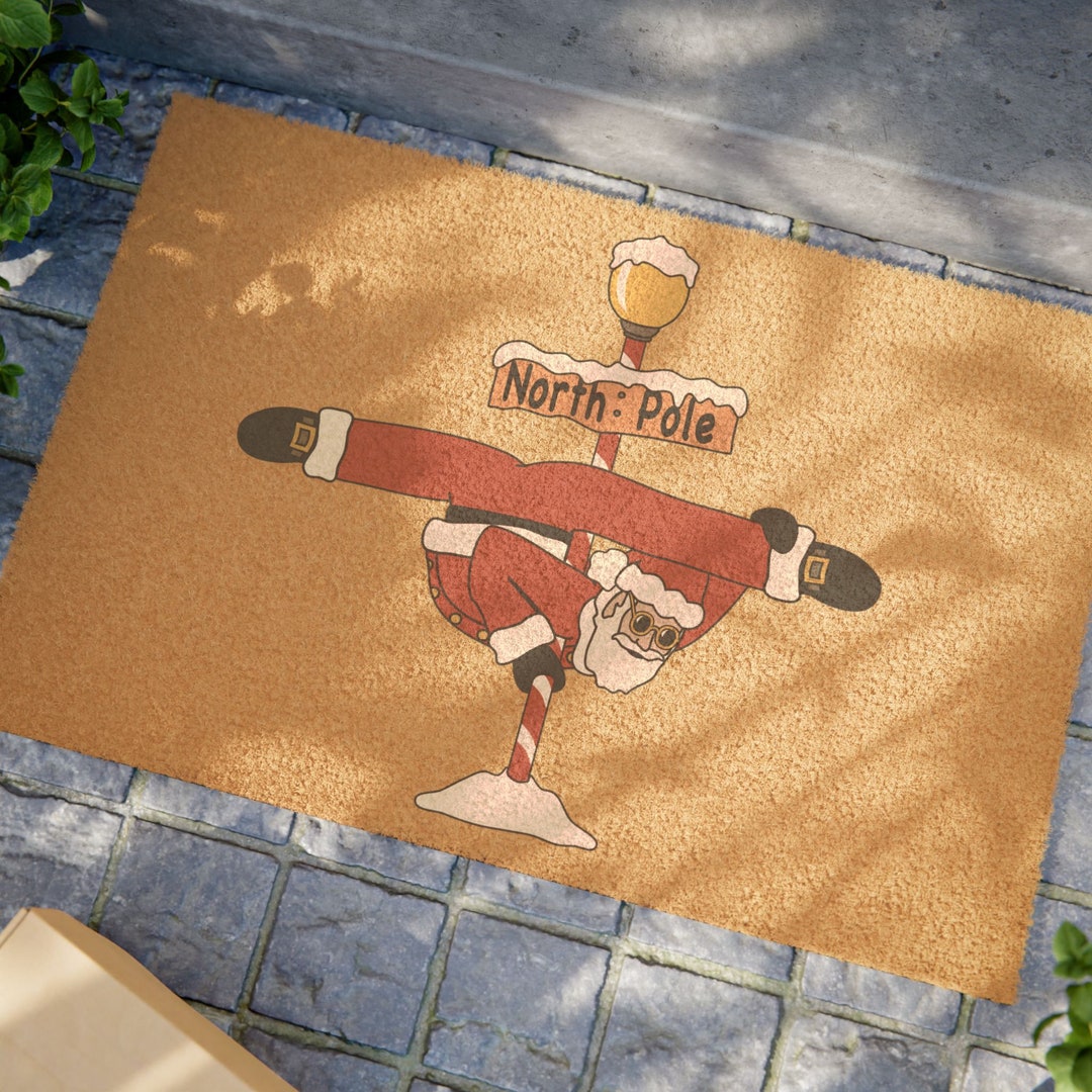 Santa North Pole Dancing Door Mat Funny Santa Dancing Outdoor Mat Gift ...