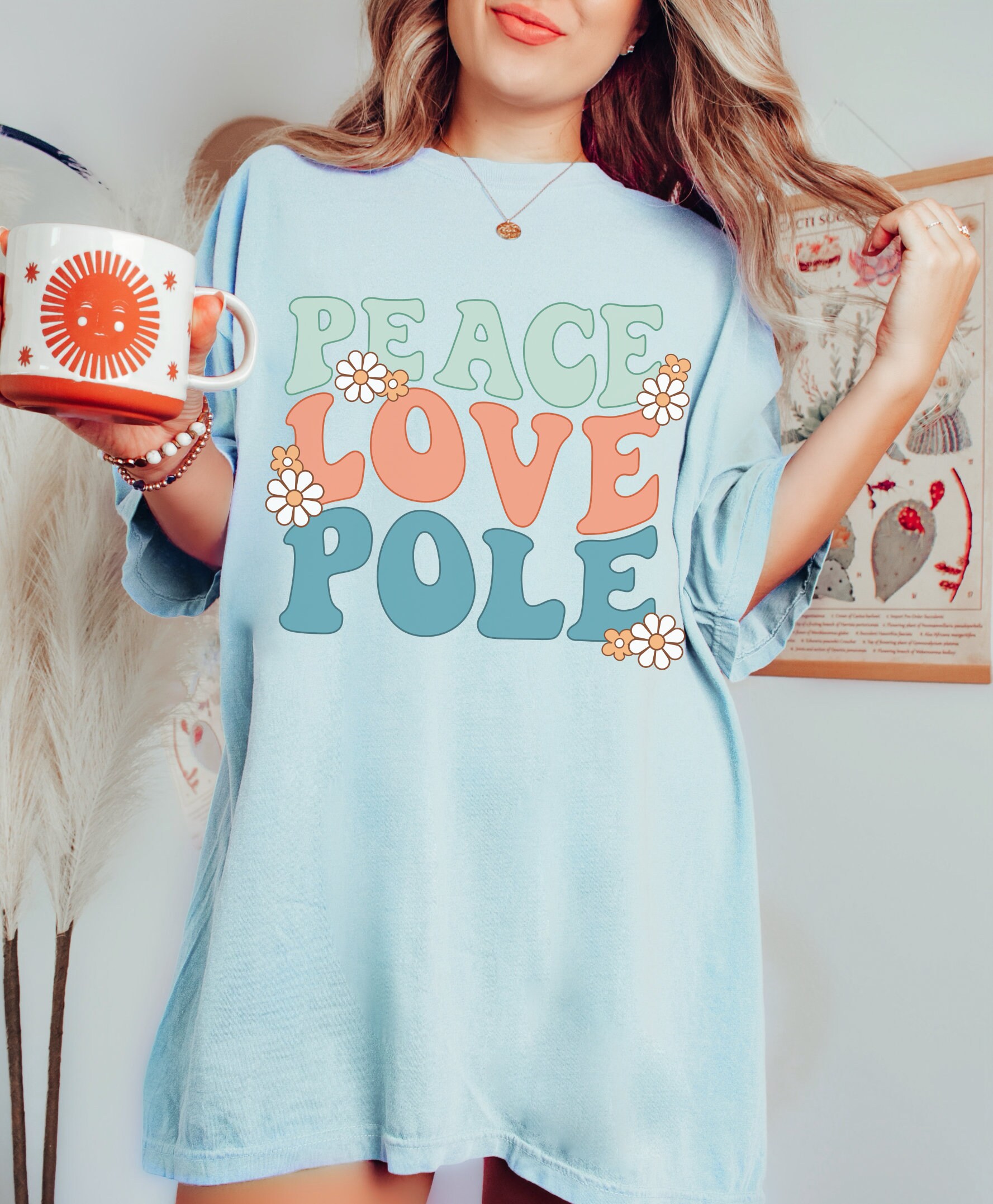 Pole Dance Shirt Comfort Colors® Tshirt Peace Love Pole Dance Fitness T ...