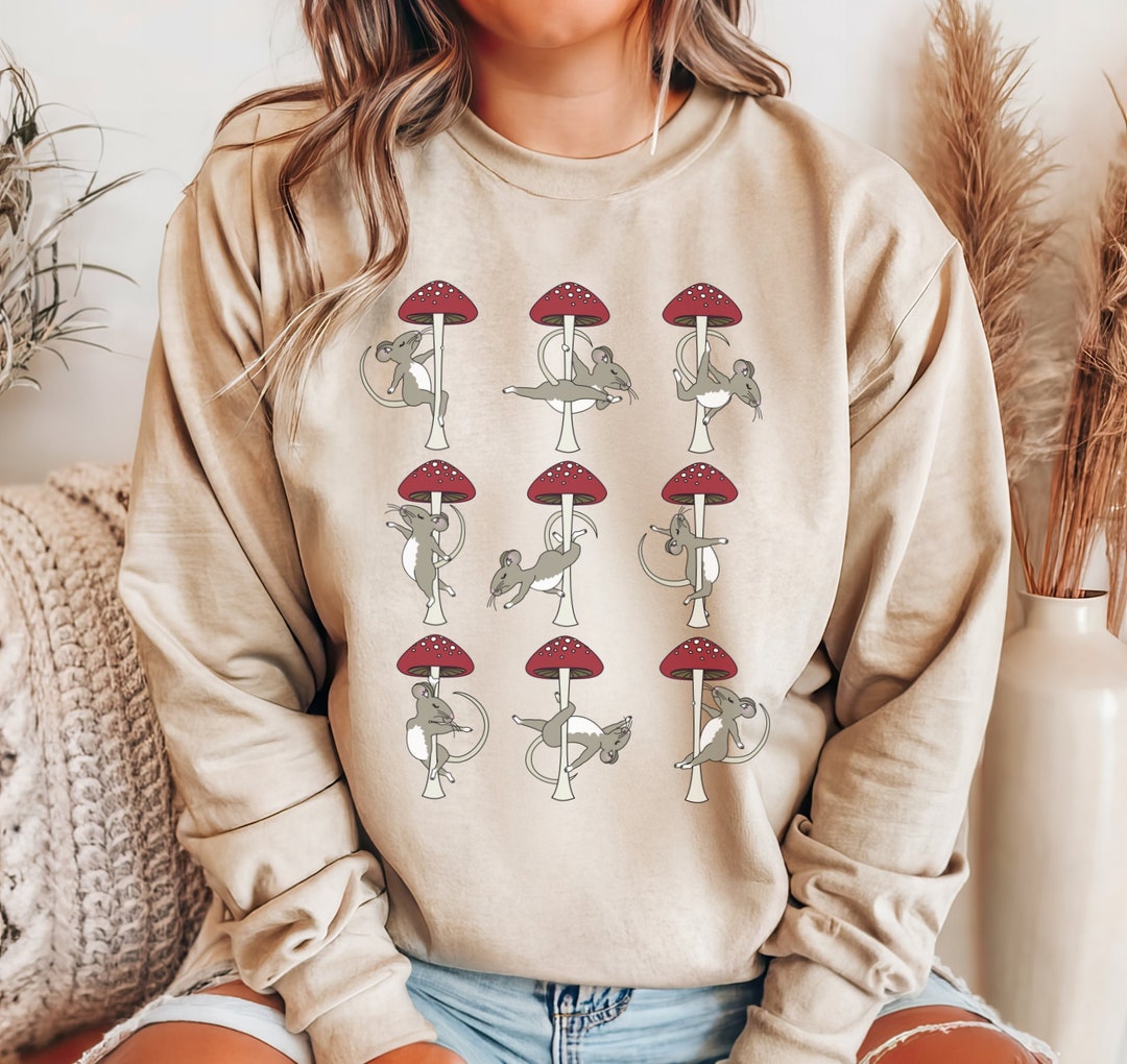 Mouse Mushrooms Sweatshirt Gift for Pole Dancer Cute Mice Dancing Pole ...