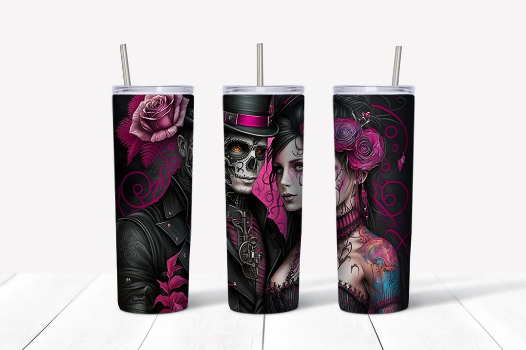 20oz Goth Skull and Girl Tumbler - Etsy