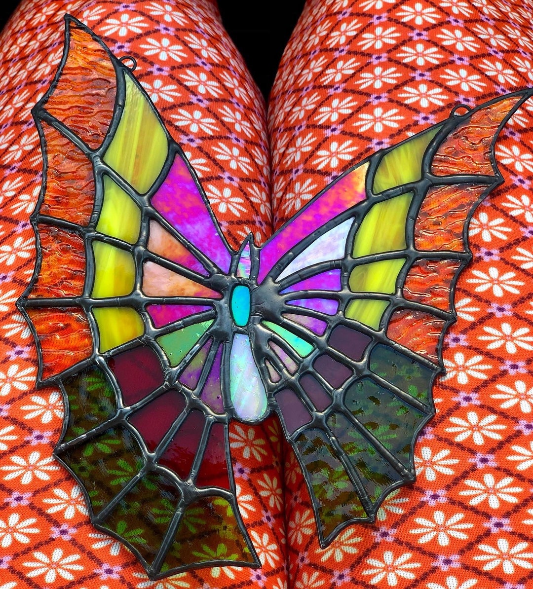 Spiderweb Butterfly Stained Glass - Etsy