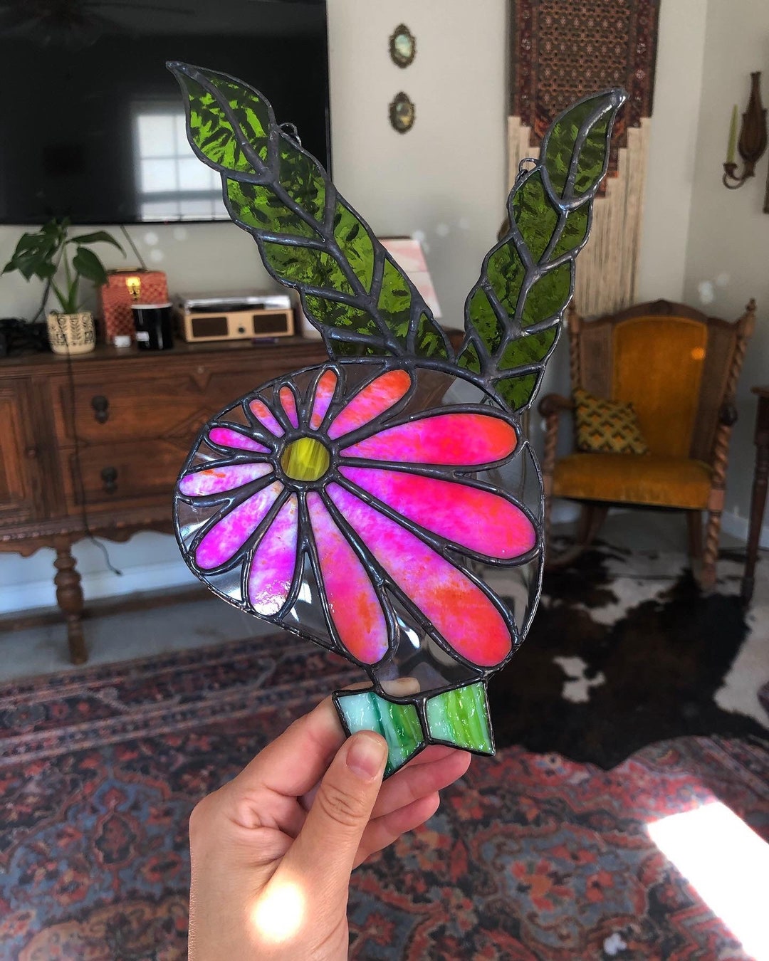 Playboy Daisy Stained Glass Suncatcher - Etsy