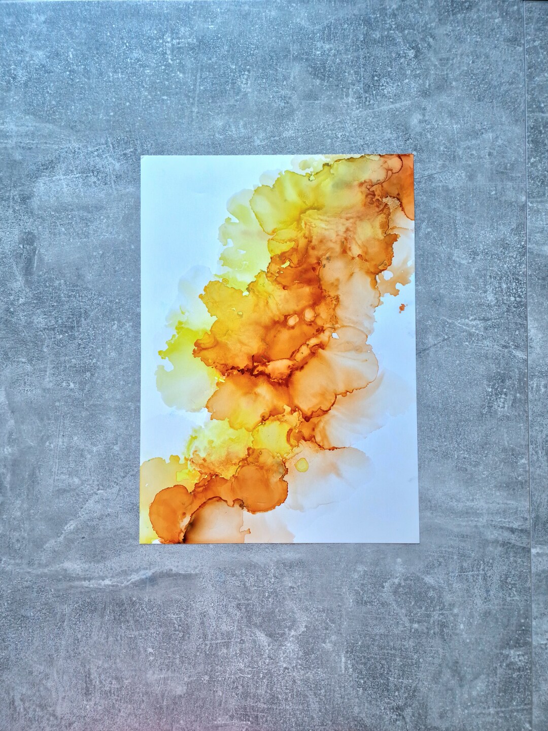 Abstract Art A3, Original Painting Orrange Yellow, Home Decor, Wall Art ...