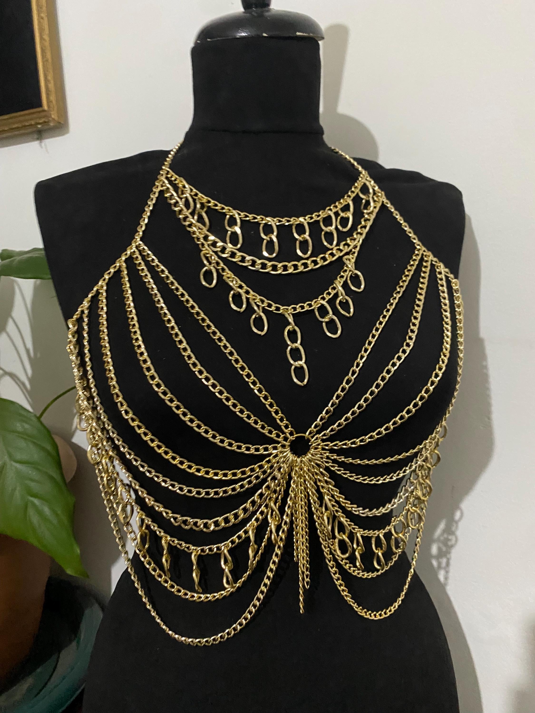 Gold Body Chain Harness – Luxury Festival Rave Jewelry - Etsy