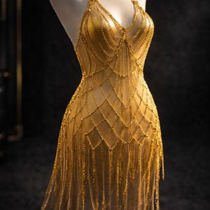 Chain Dress in Silver, Gold & Black, Luxury Body Jewelry Dress, Couture ...