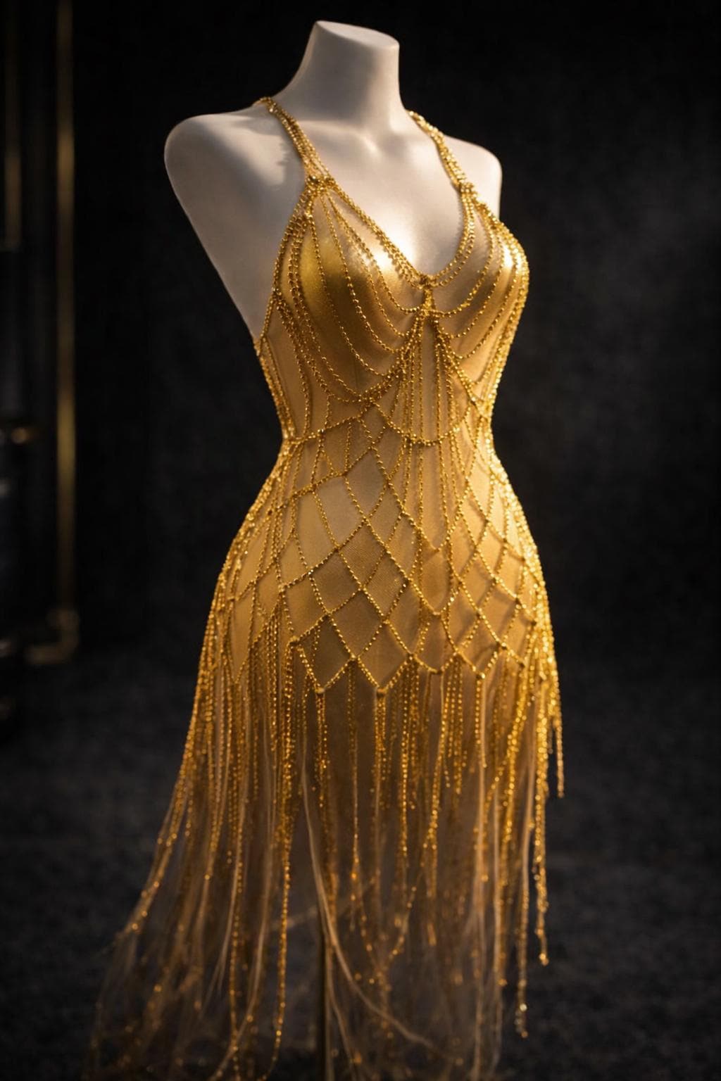 Chain Dress in Silver, Gold & Black, Luxury Body Jewelry Dress, Couture ...