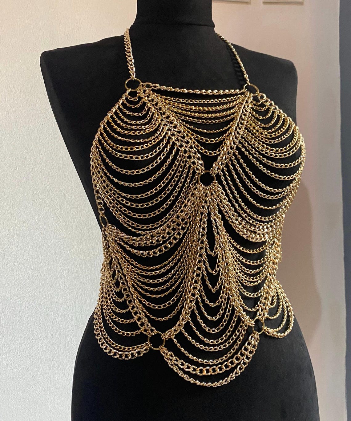 Gold Multi Layered Body Chain Bralette: Rave Festival Top - Etsy