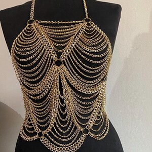 Gold Multi Layered Body Chain Bralette: Rave Festival Top - Etsy