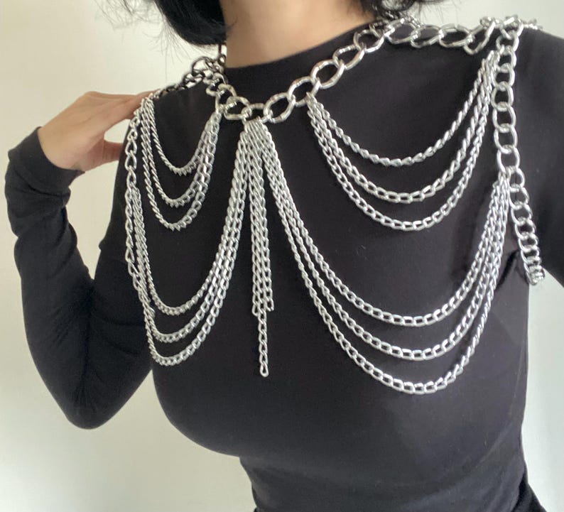 Layered Gold Shoulder Chain: Fringed Boho Body Jewelry - Etsy