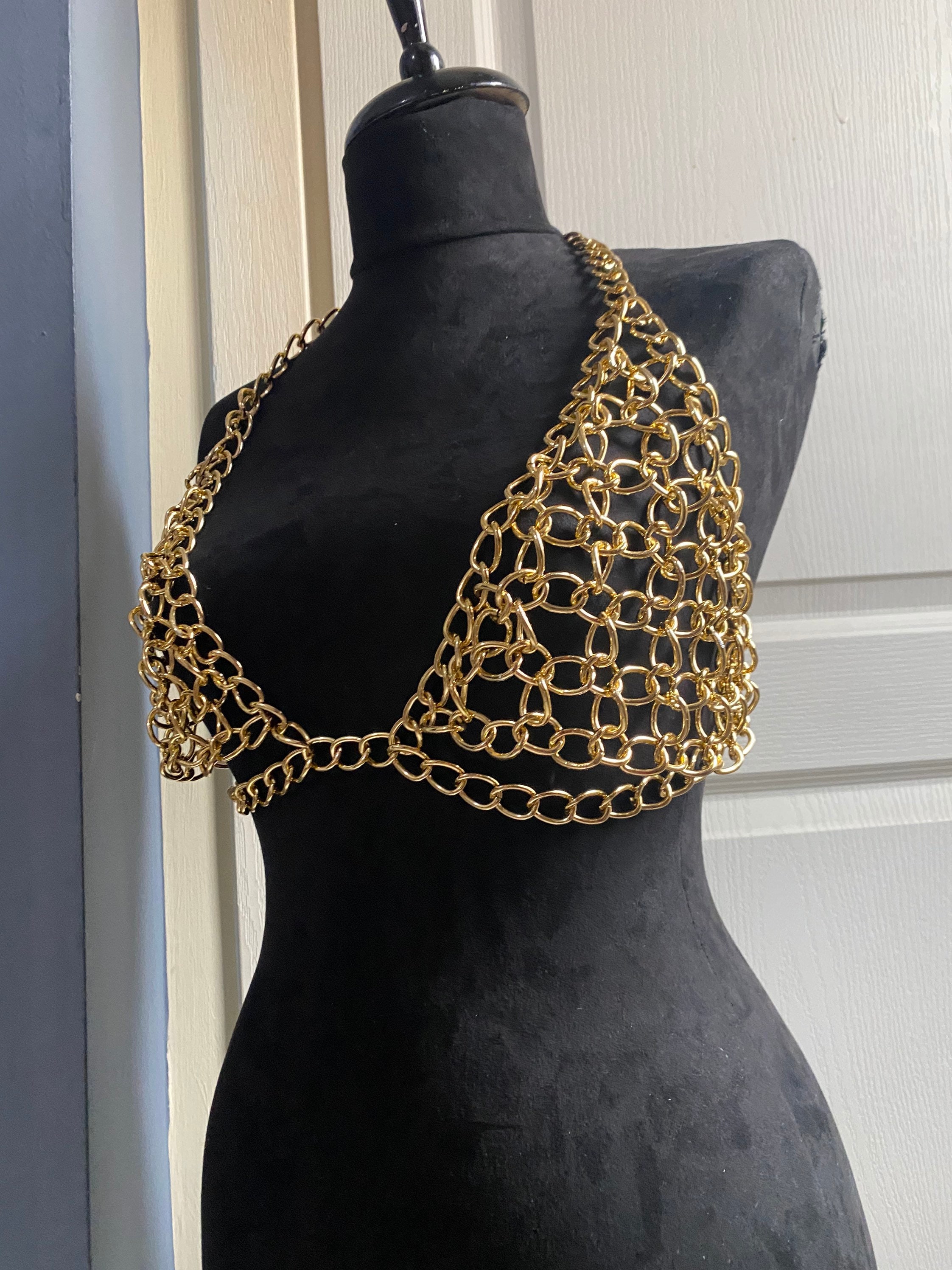 Gold Chain Bralette: Festival Body Jewelry - Etsy