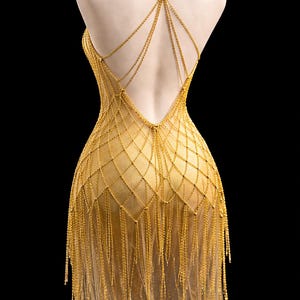 Chain Dress in Silver, Gold & Black, Luxury Body Jewelry Dress, Couture ...
