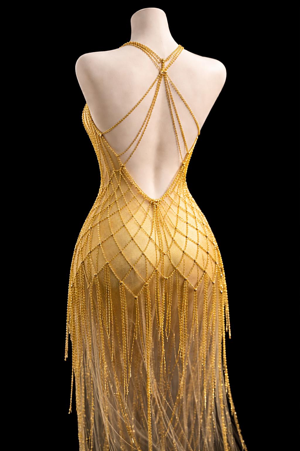 Chain Dress in Silver, Gold & Black, Luxury Body Jewelry Dress, Couture ...