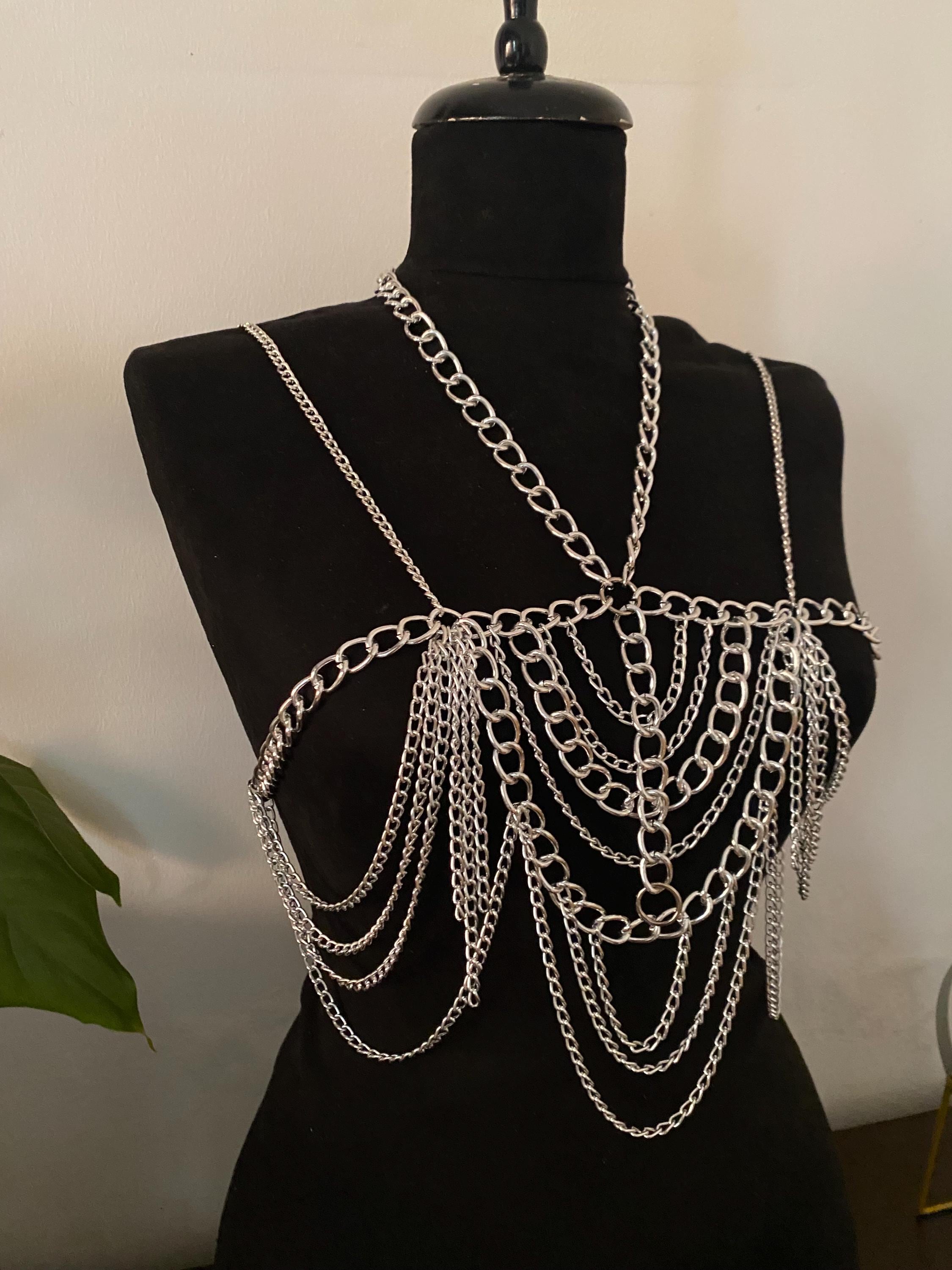 Silver Chain Harness Top – Multi-layer Rave Body Jewelry - Etsy