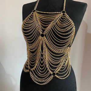 Gold Multi Layered Body Chain Bralette: Rave Festival Top - Etsy