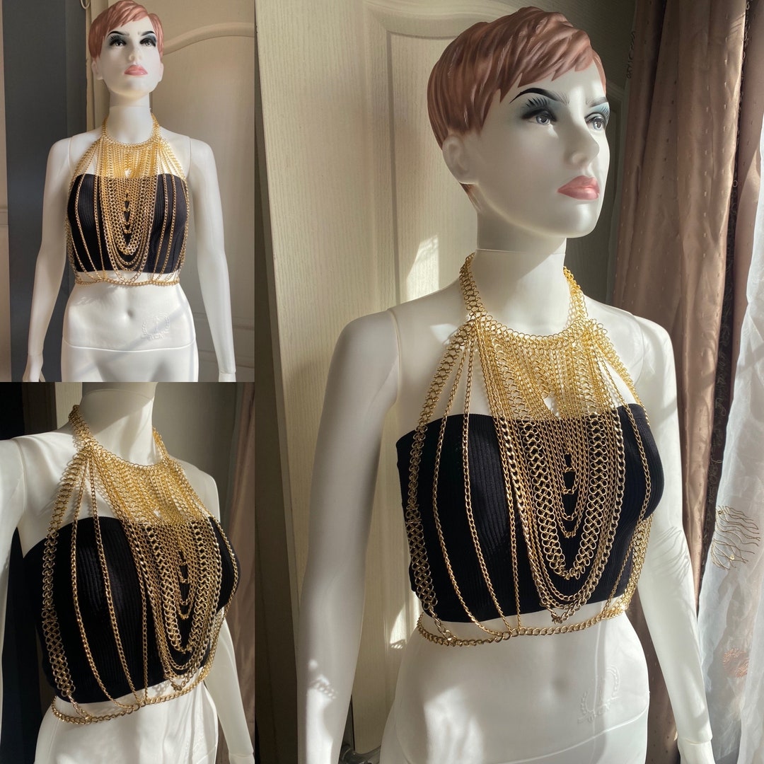 Chain Bra Top,festival Chain Bra,statement Chain Top,beach Body Chain ...